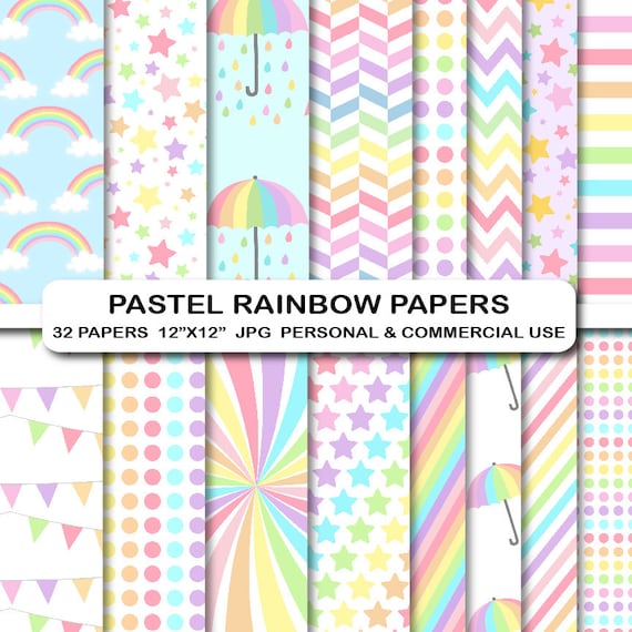 32 Rainbow Digital Paper Rainbow Star Digital Paper Rainbow | Etsy