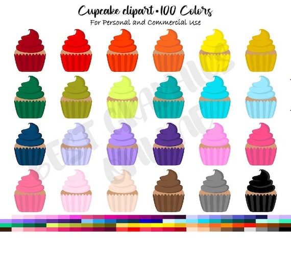 Cupcakes Clipart Graphics Sweet Cupcake Clip Art Set Cupcake - Etsy