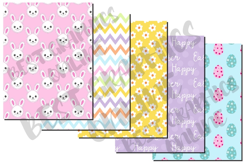 Easter Bunny Digital Paper Pack, Scrapbook Patterns (digital Download ...