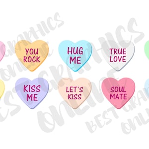 Valentines Day Candy Hearts Clipart, Love Conversation Heart Clipart ...