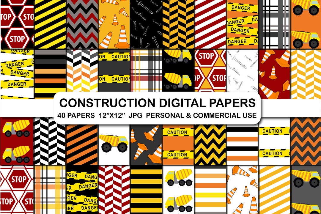 Construction Digital Paper, Construction Digital Papers Set, Dump Truck ...
