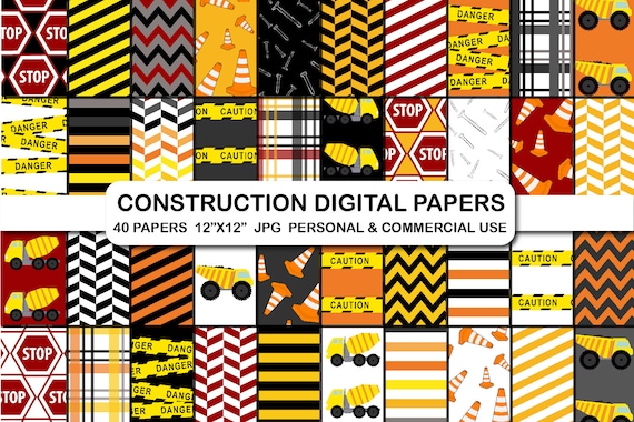 Construction Digital Paper Construction Digital Papers Set - Etsy