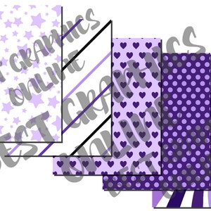 Purple and Black Digital Papers, Halloween Purple and Black Digital ...