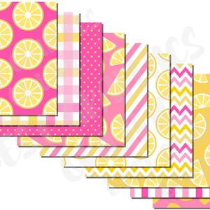 Pink Lemonade Digital Background Papers, Summer Lemonade Pattern Paper ...