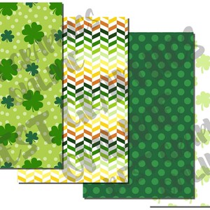 Green Plaid Shamrock Digital Papers, St Patricks Day Scrapbook (digital ...