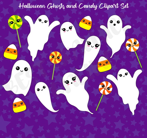 Halloween Clipart Set Halloween Ghost Candy Corn Sweet - Etsy
