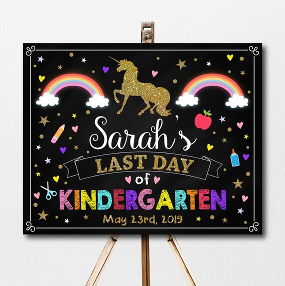 Unicorn Last Day of School Chalkboard Sign Unicorn School | Etsy