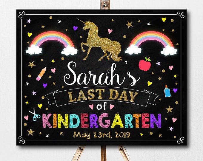 Unicorn Last Day of School Chalkboard Sign Unicorn School - Etsy