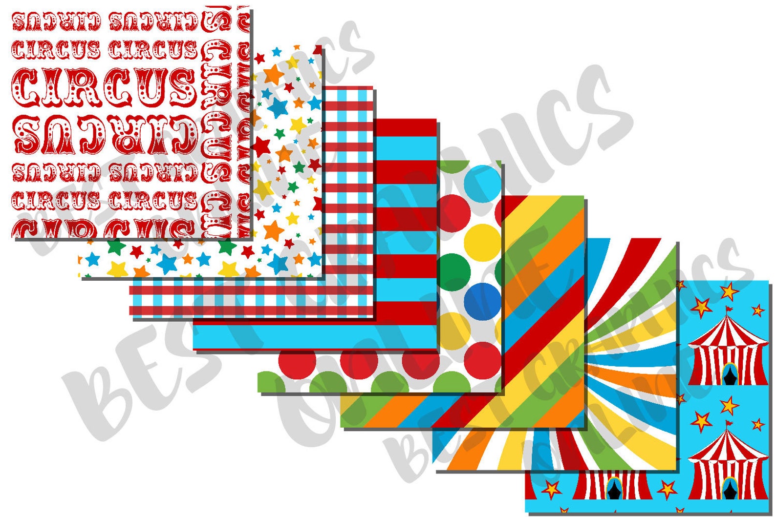 Circus Digital Papers Carnival Digital Papers Circus Tent | Etsy