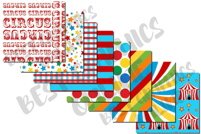 Circus Carnival Digital Papers, Red Blue Patterns (digital Download) - Etsy