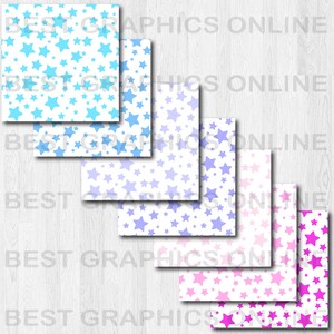 Star Confetti Digital Papers, Stars Digital Paper, Rainbow Stars ...