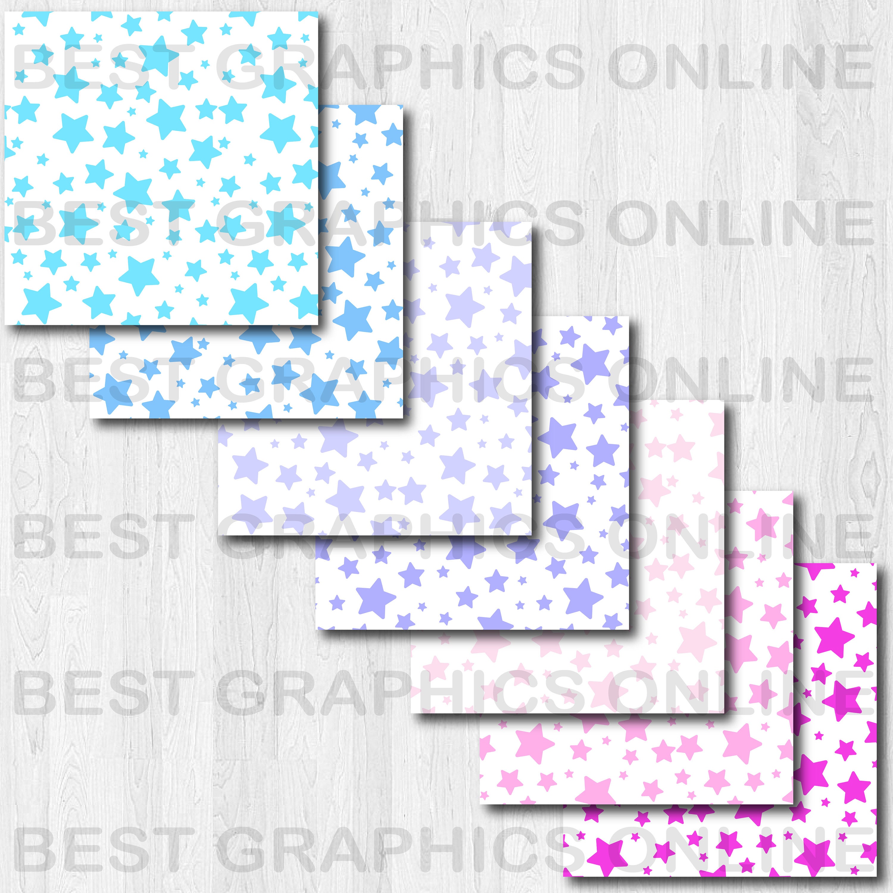 Star confetti digital papers Stars digital paper Rainbow | Etsy