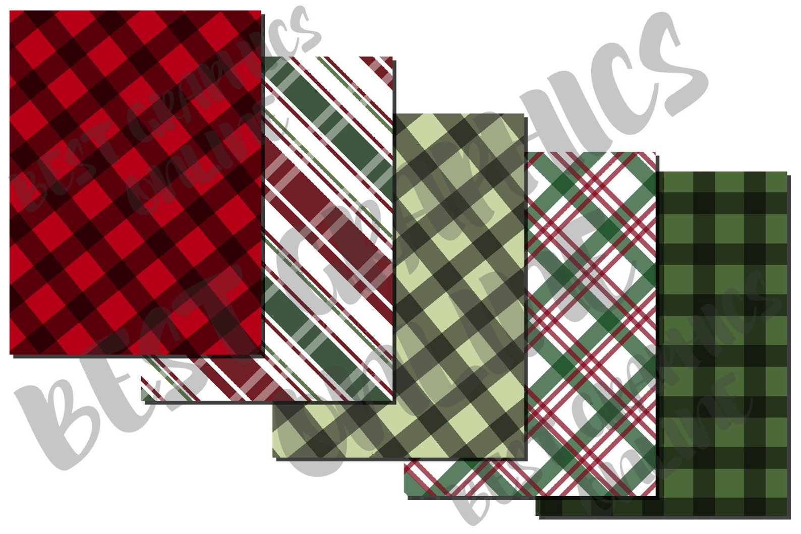 30 Plaid Pattern Scrapbook Digital Papers, Buffalo Plaid Paper Set ...