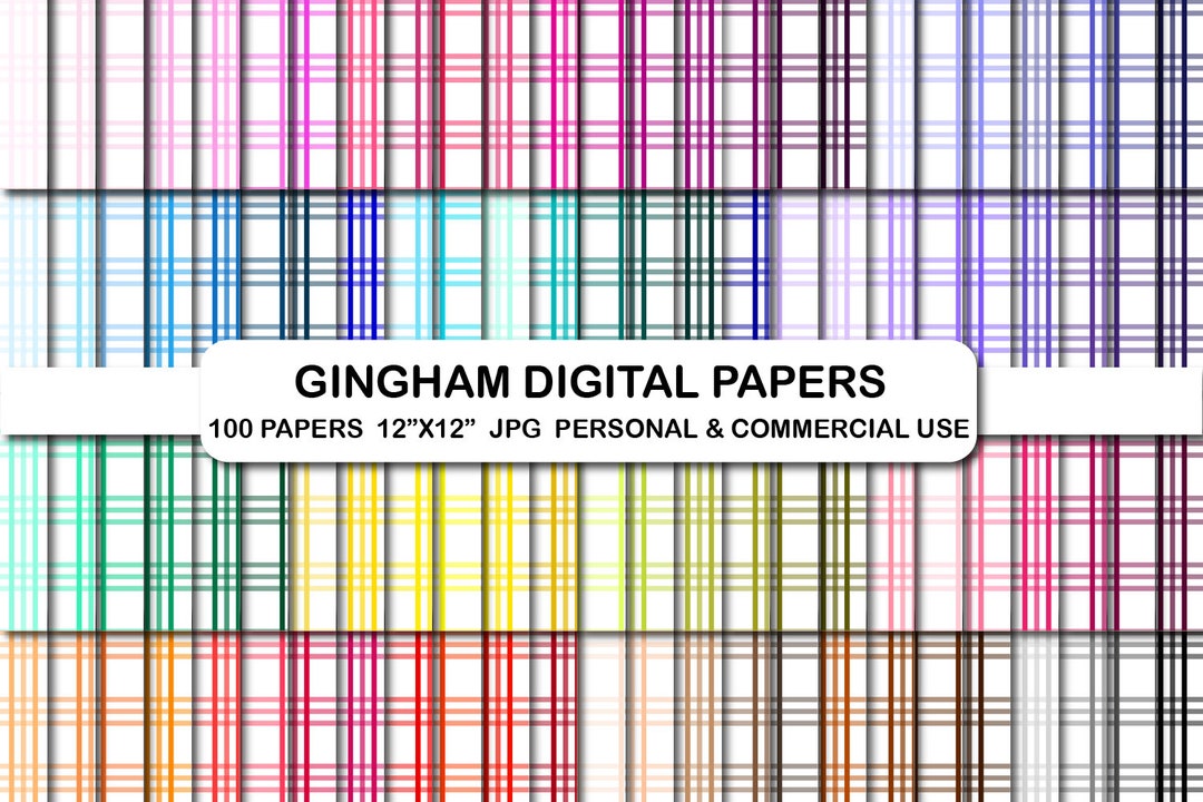 Gingham Digital Papers Set, Gingham Background Papers, Picnic Check ...