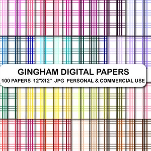 Gingham Digital Papers Set, Gingham Background Papers, Picnic Check ...