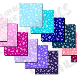 100 Tinted Stars Scrapbook Paper, Stars Digital Papers, Star ...