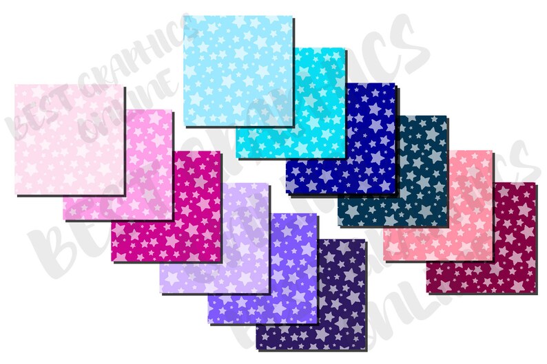100 Tinted Stars Scrapbook Paper Stars Digital Papers Star - Etsy