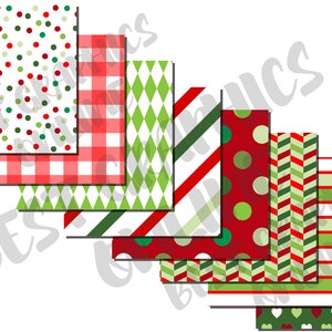 Christmas Digital Papers Pack, Red and White Background, Christmas ...