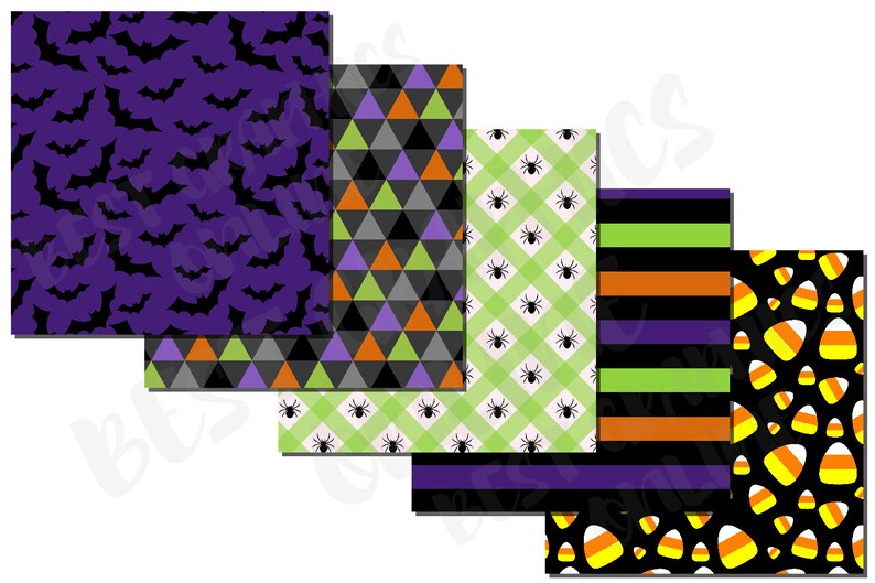 Halloween Digital Papers Halloween Bats Spiders Digital - Etsy
