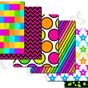 Neon Bright Digital Backgrounds Papers, Bright 90s Neon Digital Paper ...