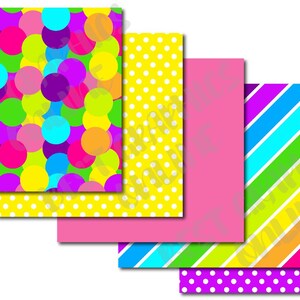 34 Bright Neon Backgrounds Digital Papers, Bright Bold Primary Colors ...