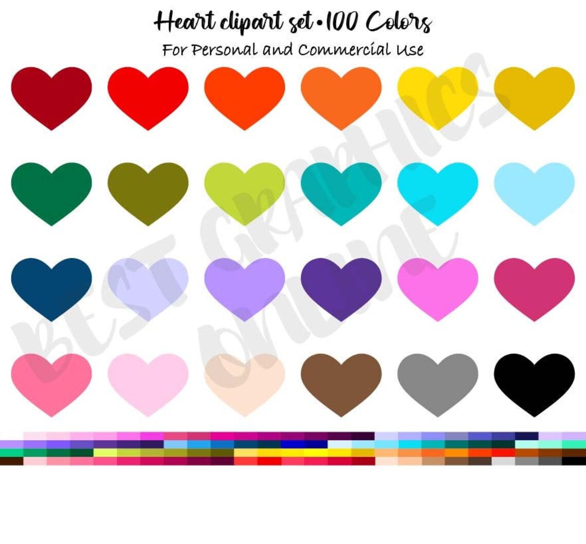 Heart Clipart Hearts Clipart Set Valentines Hearts Clip Art - Etsy