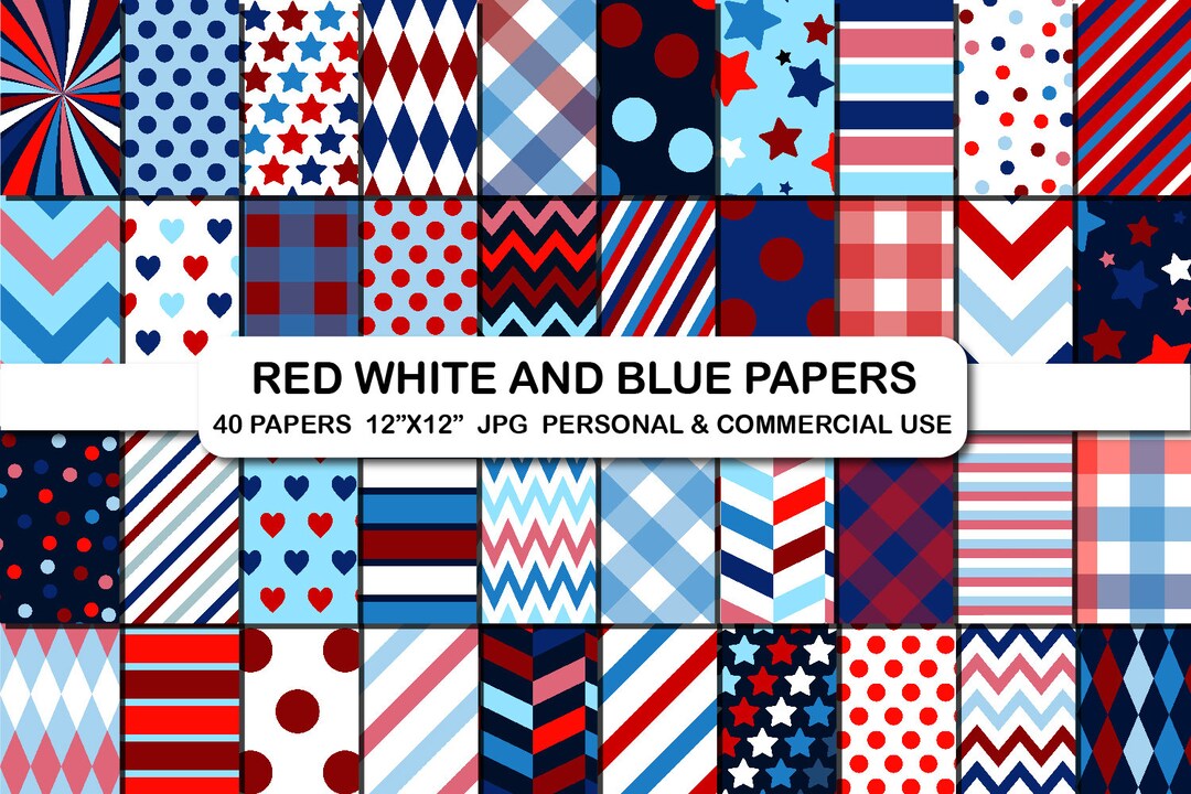 USA Patriotic Digital Papers , July 4th Digital Papers, Independence ...