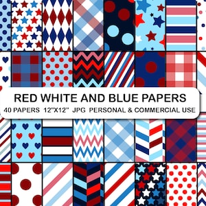 USA Patriotic Digital Papers , July 4th Digital Papers, Independence ...