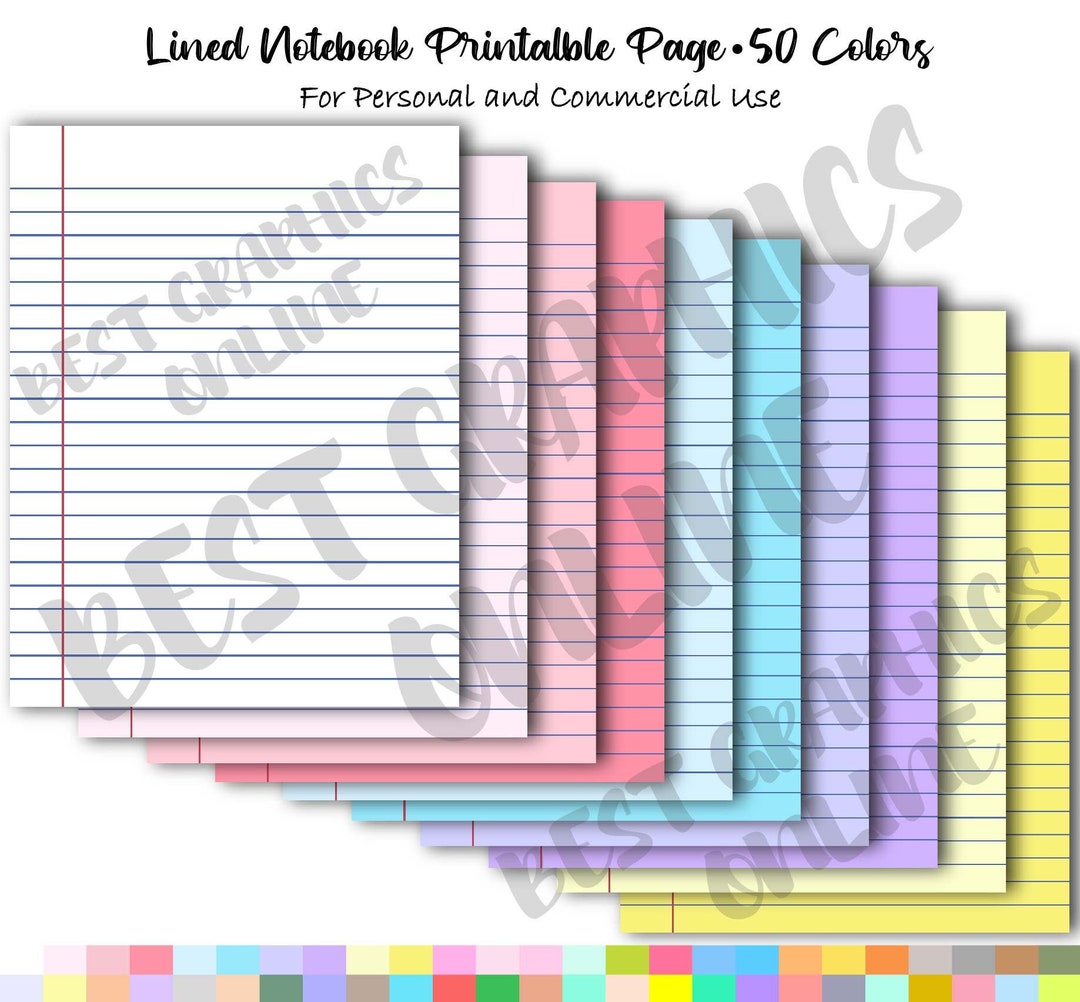 School Digital Papers, Notebook Digital Paper, Back to School Lined ...