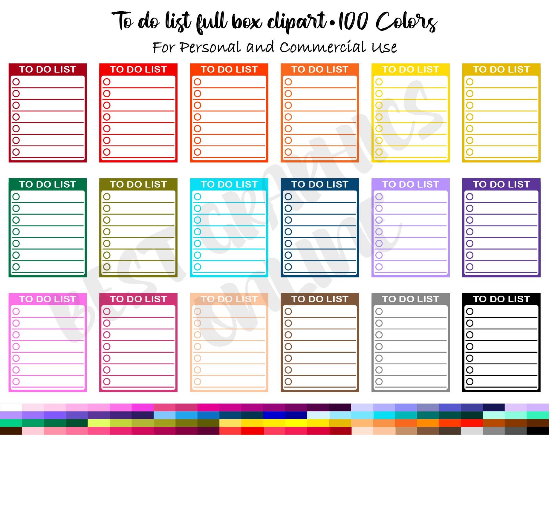 100 To Do List Full Box Planner Sticker Full Box Daily | Etsy