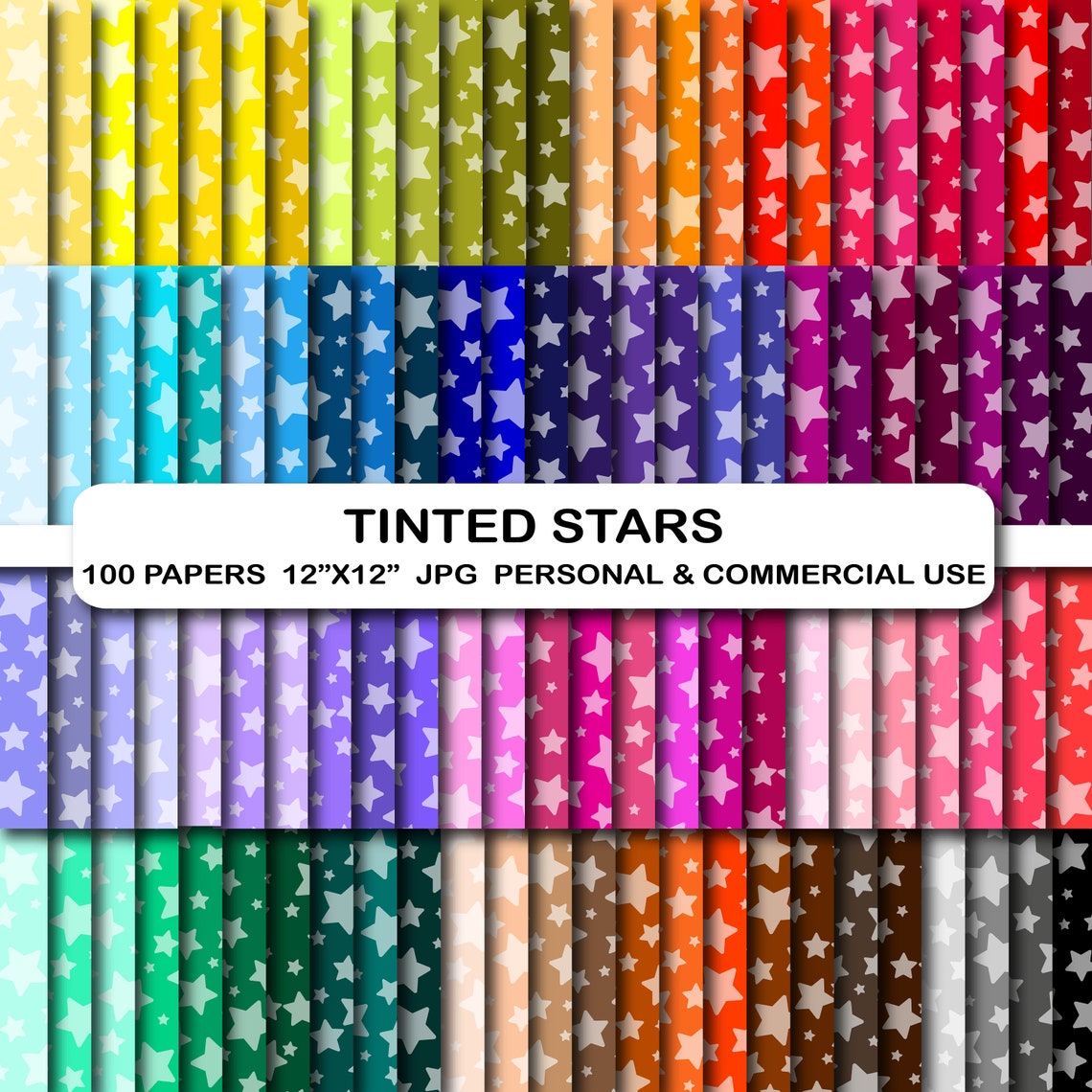 100 Tinted Stars Scrapbook Paper Stars Digital Papers Star | Etsy