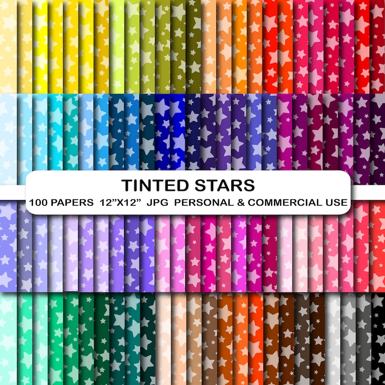 100 Tinted Stars Scrapbook Paper Stars Digital Papers Star - Etsy