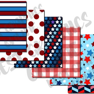 USA Patriotic Digital Papers , July 4th Digital Papers, Independence ...