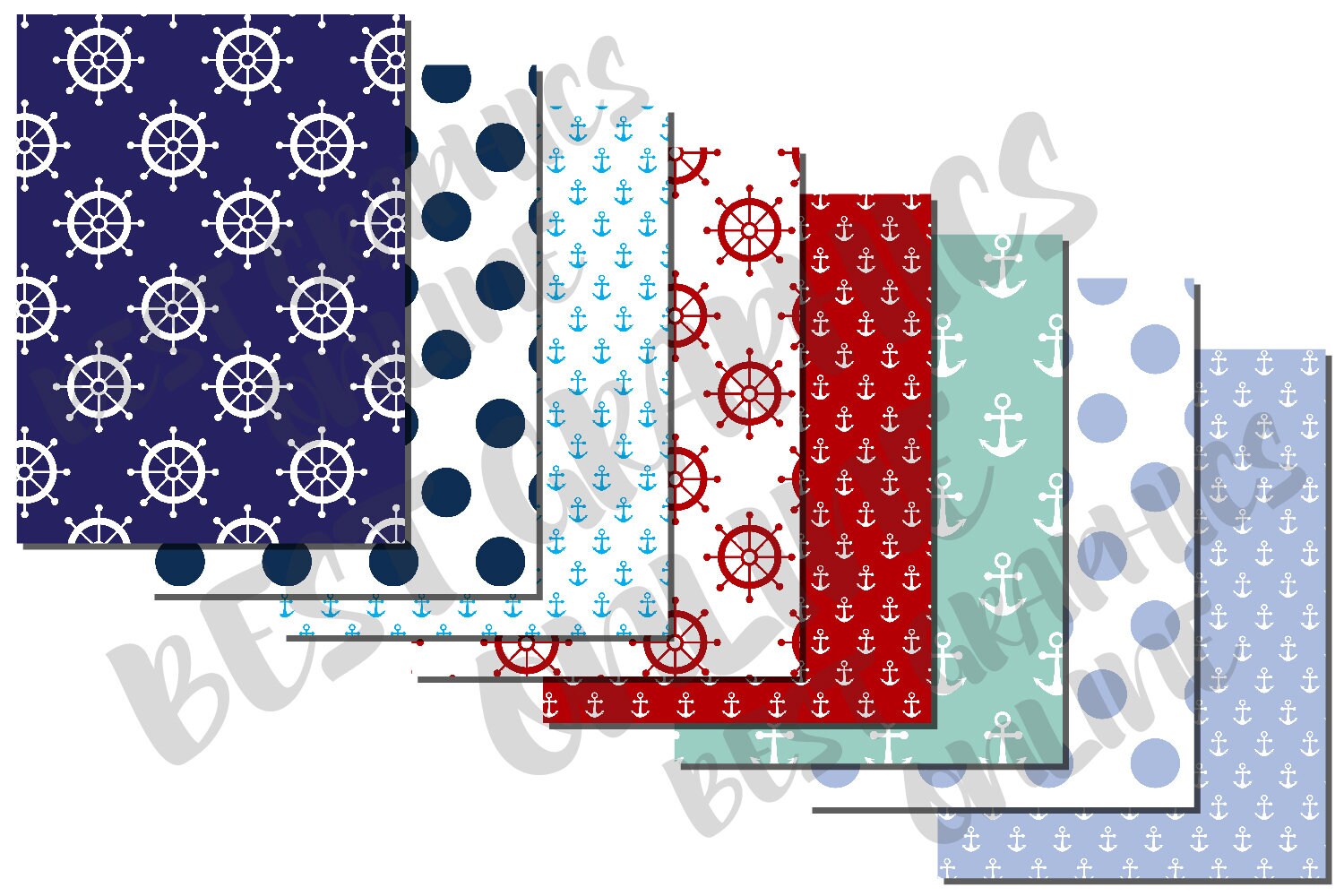 Nautical Digital Paper Ahoy Sailboat Digital Papers Set - Etsy