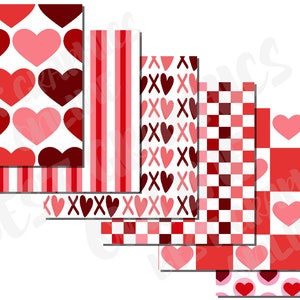 Valentine's Day Digital Paper Pack, Love Hearts Patterns (digital ...