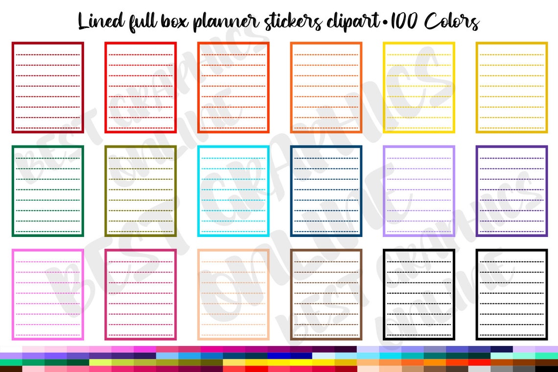 100 Lined Full Box Planner Sticker Full Box Daily Planner - Etsy