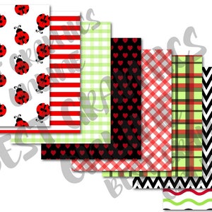 Ladybug Digital Background Papers, Little Lady Bug Red and Black ...