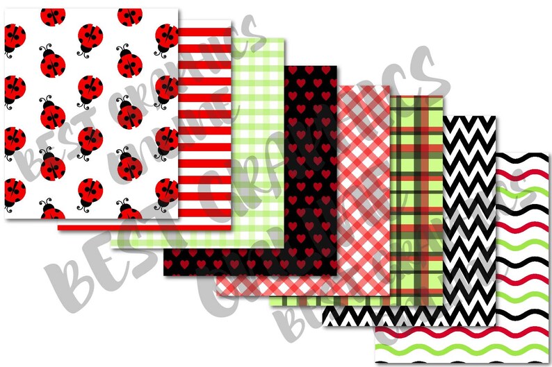 Ladybug Digital Background Papers Little Lady Bug Red and | Etsy