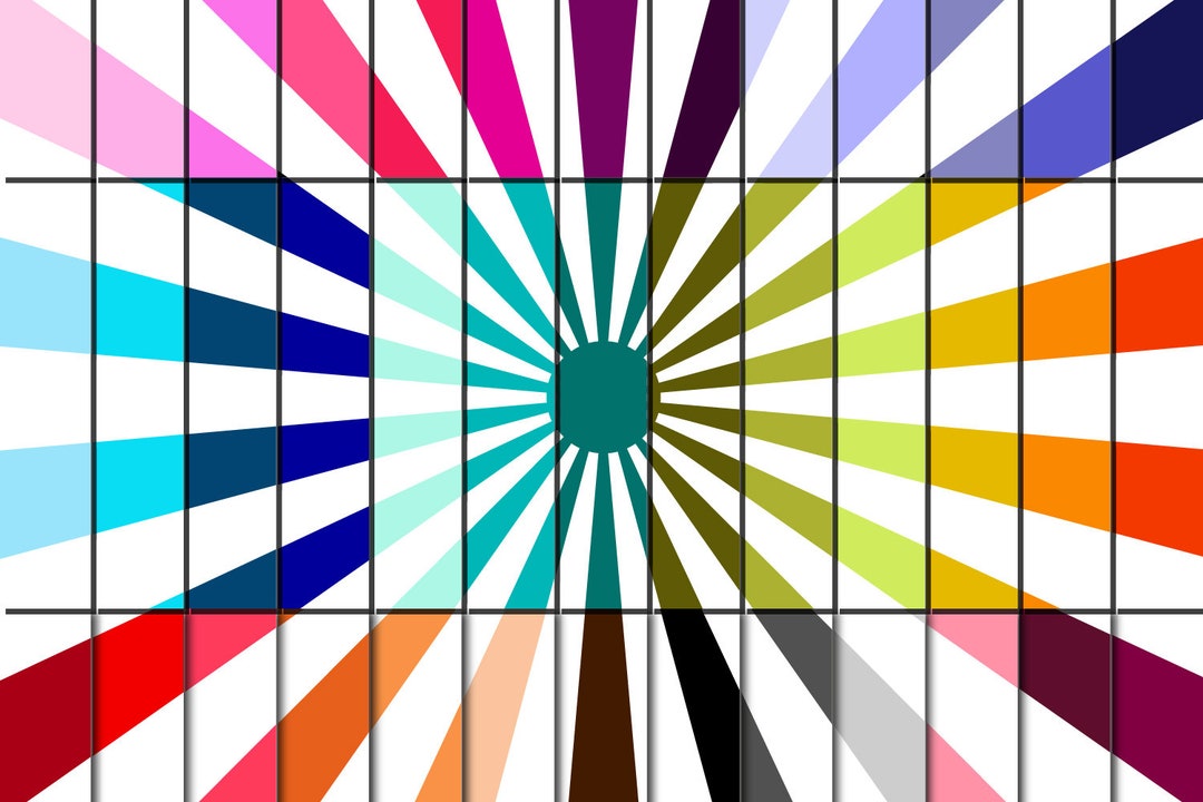 100 Sunburst Digital Paper, Sun Rays Rainbow Colors Papers, Starburst ...