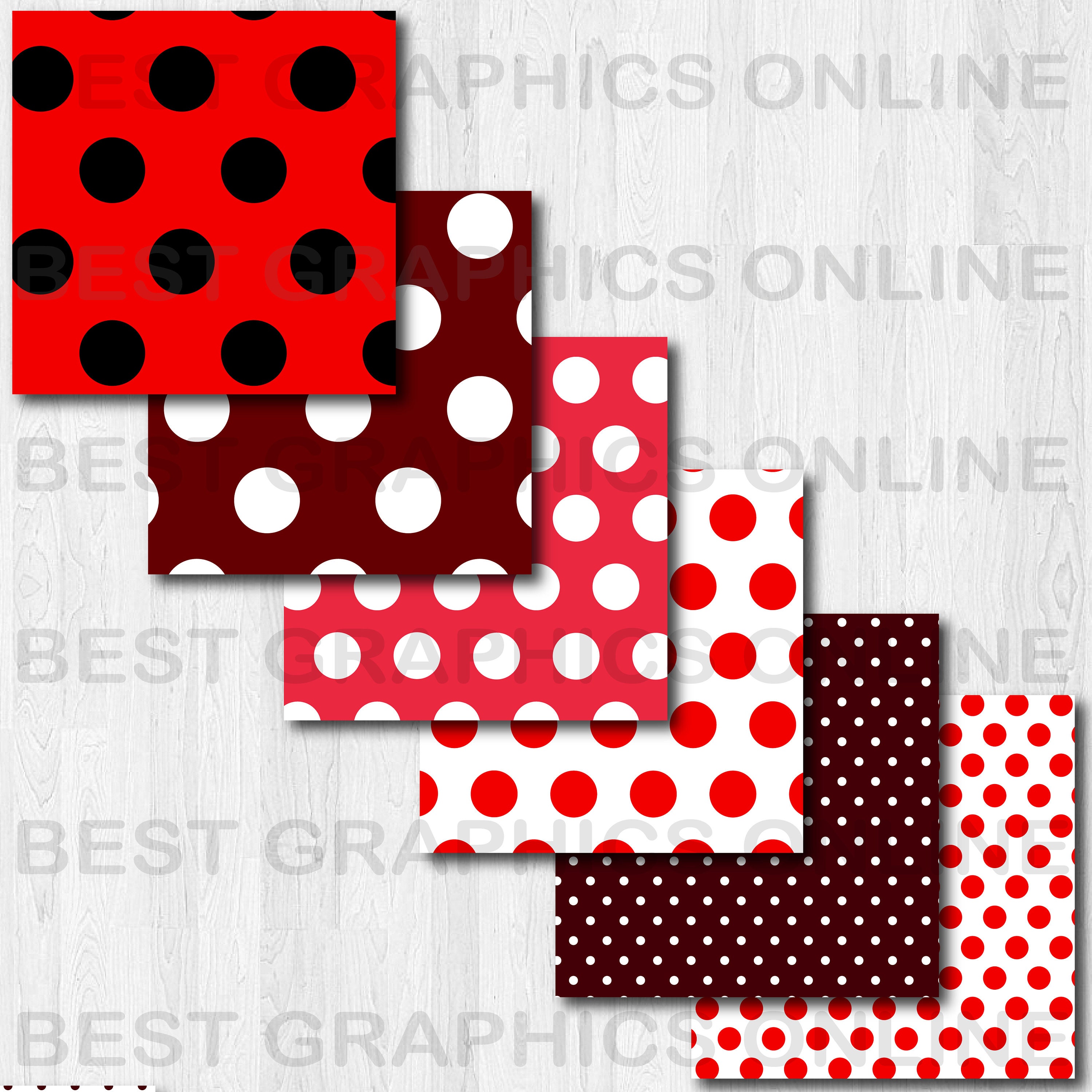 Red Polka Dot Digital Papers Polka Dot Pattern Paper Pack - Etsy