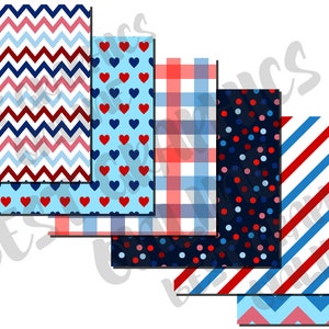 USA Patriotic Digital Papers , July 4th Digital Papers, Independence ...