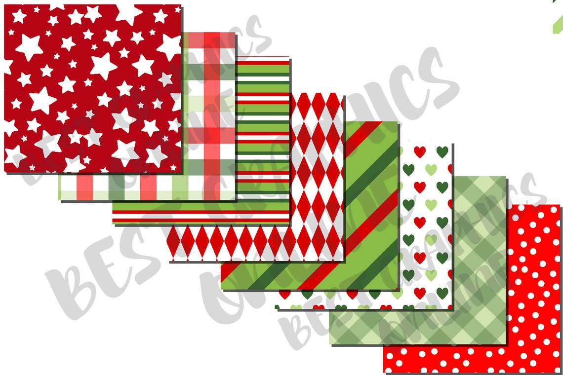 Christmas Digital Papers Pack, Red and White Background, Christmas ...