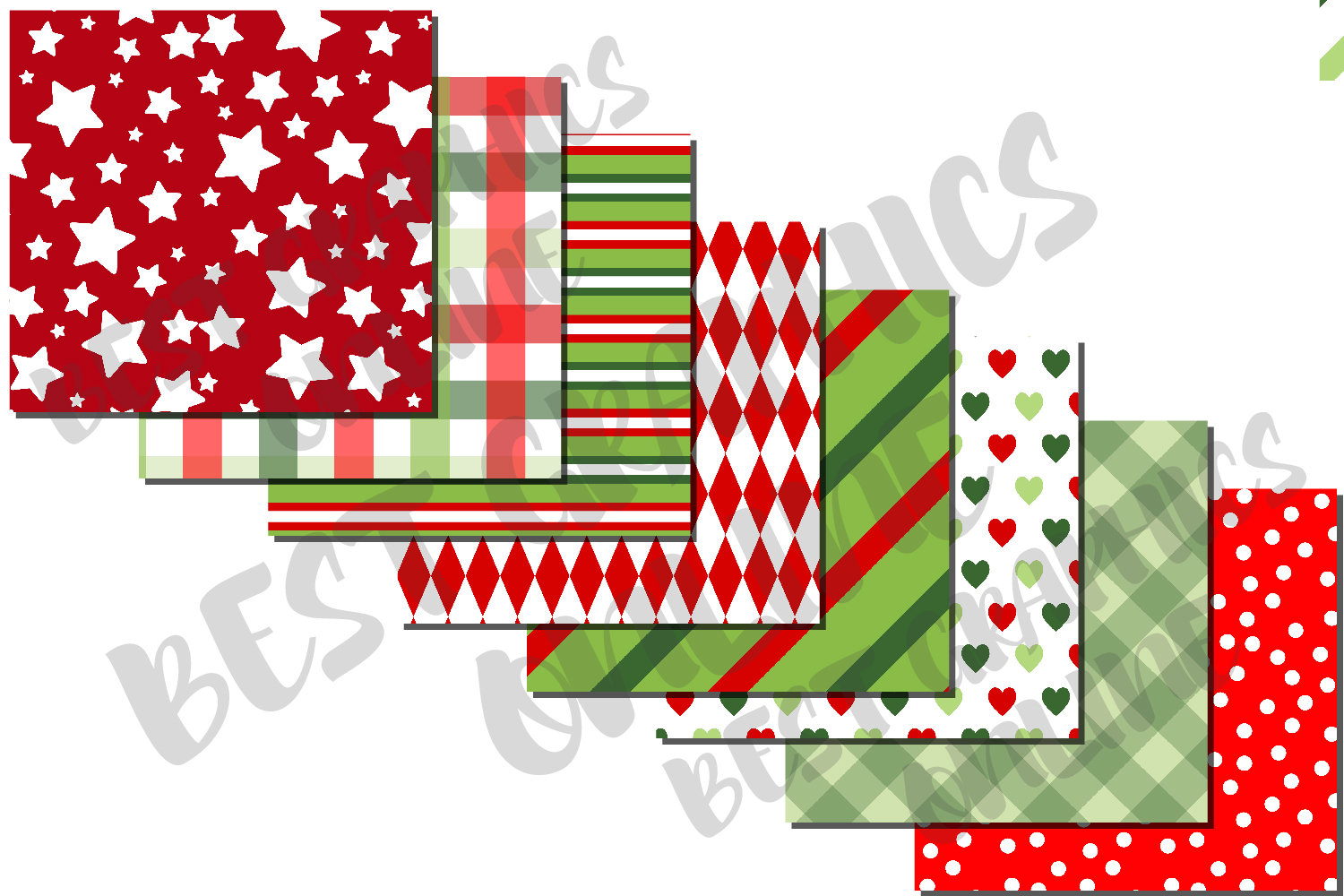 Christmas Digital Papers Pack Red and White Background | Etsy