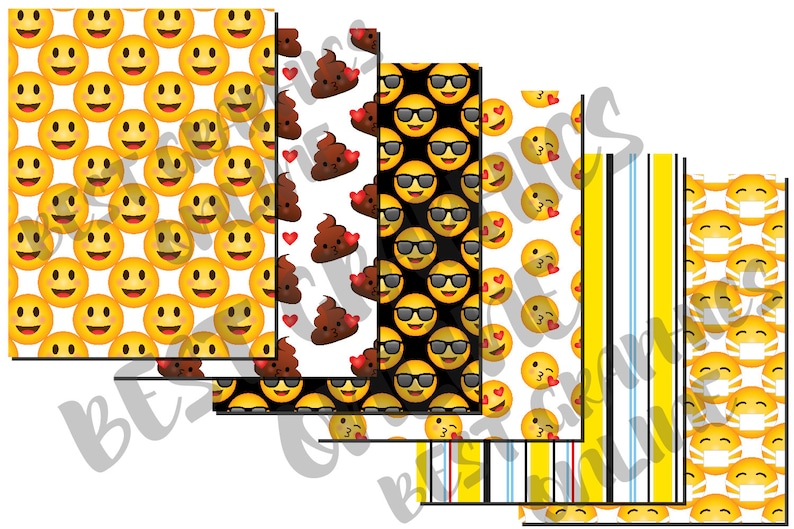 Emoji Digital Papers, Emoticon Scrapbook Paper Pack (digital Download ...