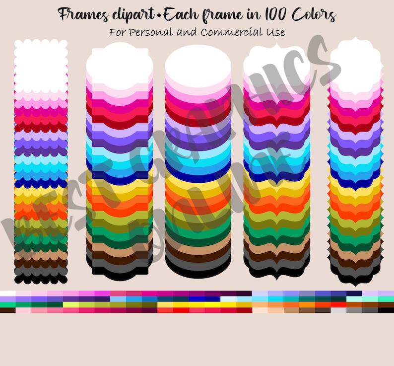 500 Rainbow Frames Clipart Set Labels Frames Clipart Set - Etsy