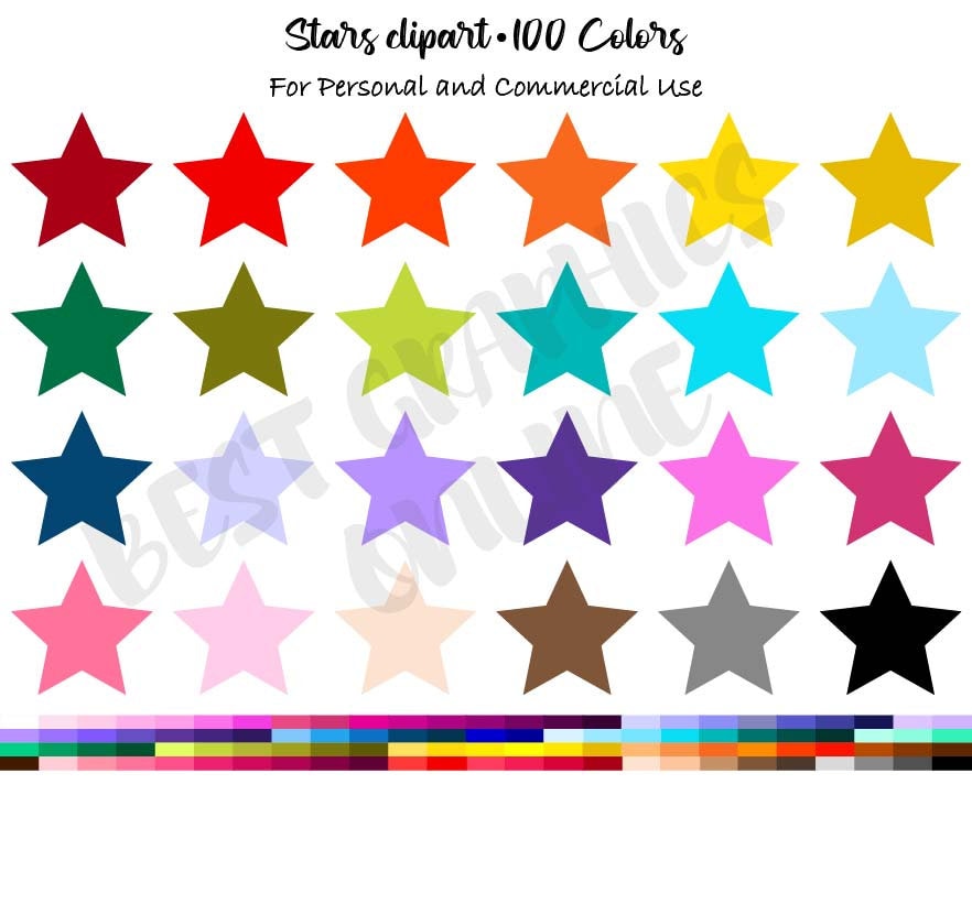 100 Colors Star Clipart Star Planner Sticker Clip Art Stars - Etsy