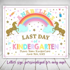 Back to School Unicorn Letter Size Sign, Unicorn Last Day of School ...