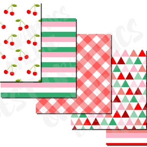 Red Cherry Digital Papers, Scrapbooking Backgrounds (digital Download ...