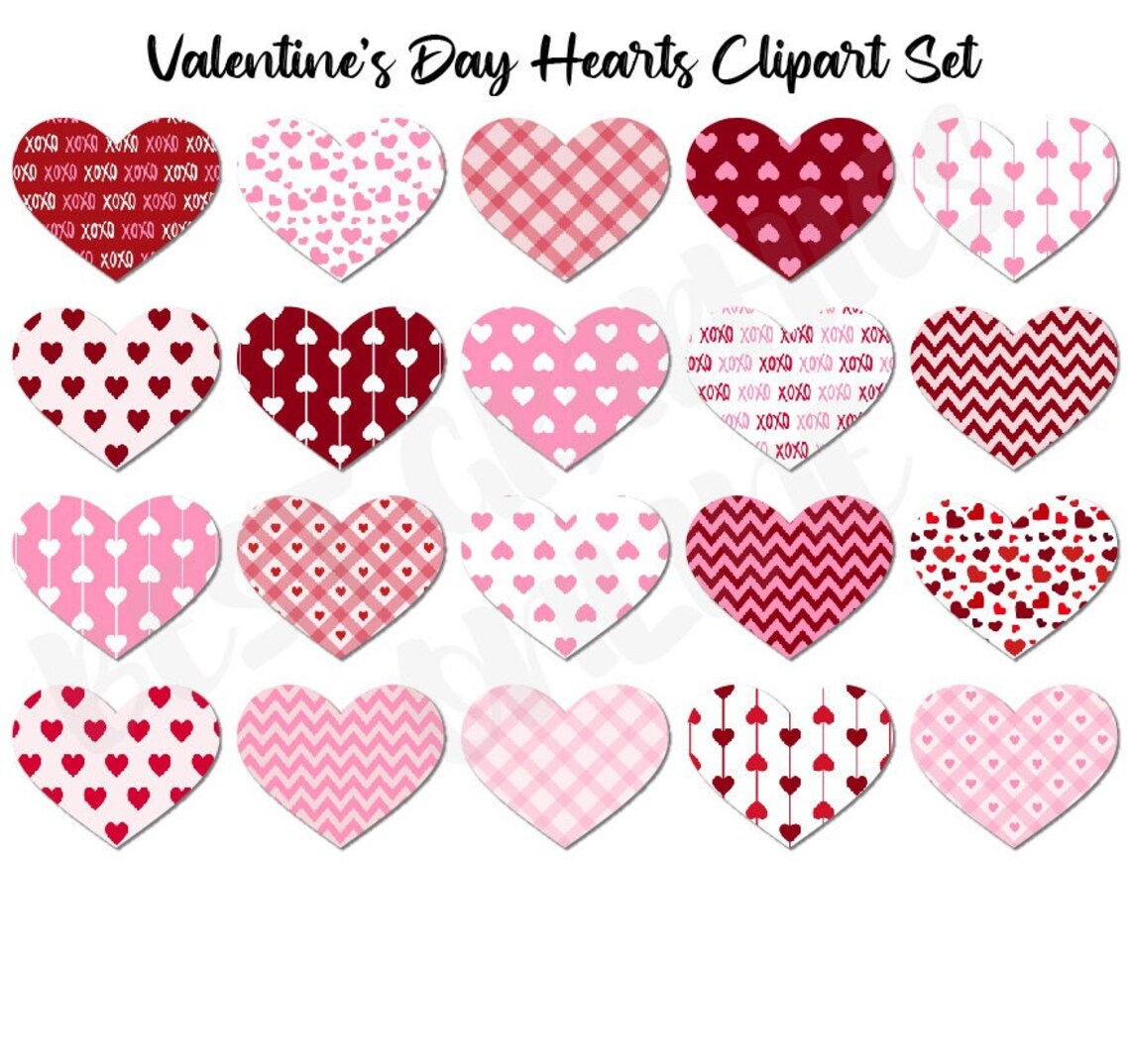 Valentine's Day Hearts Clipart Love Heart Clipart Set - Etsy