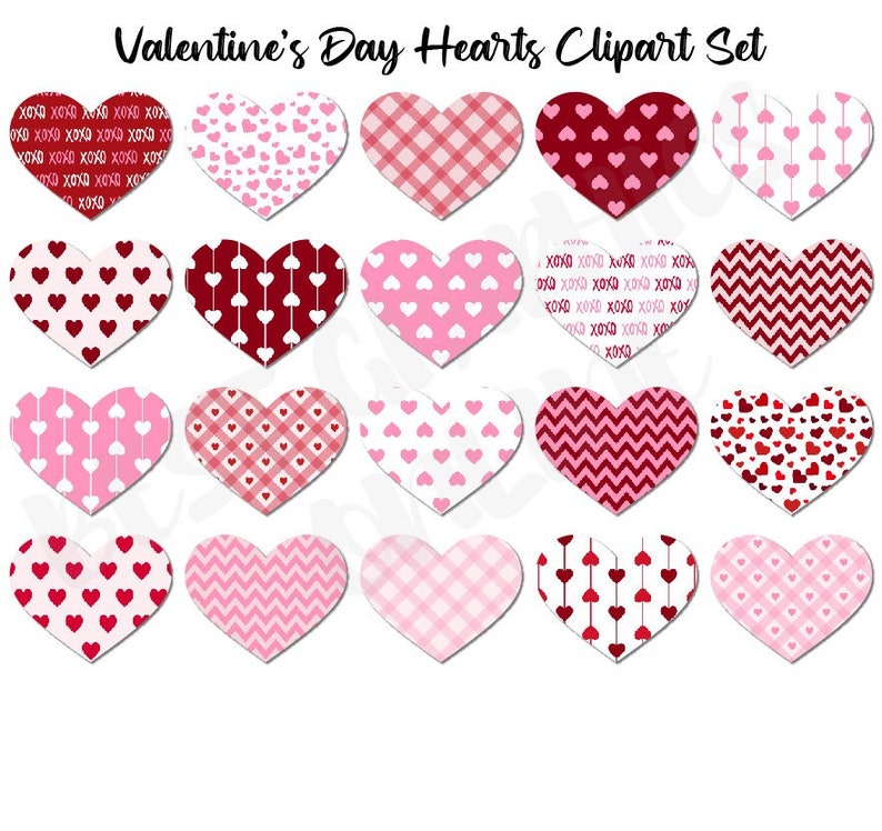 Valentine's Day Hearts Clipart Love Heart Clipart Set - Etsy
